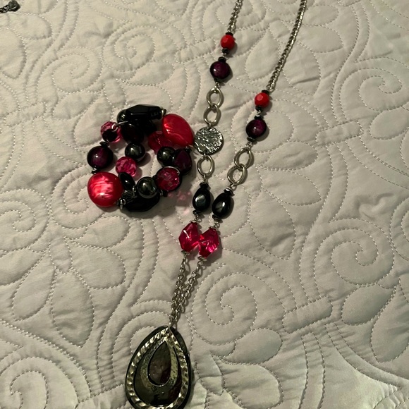 Ruby Rd. | Jewelry | Necklace And Bracelet Set Ruby Red Brand The ...
